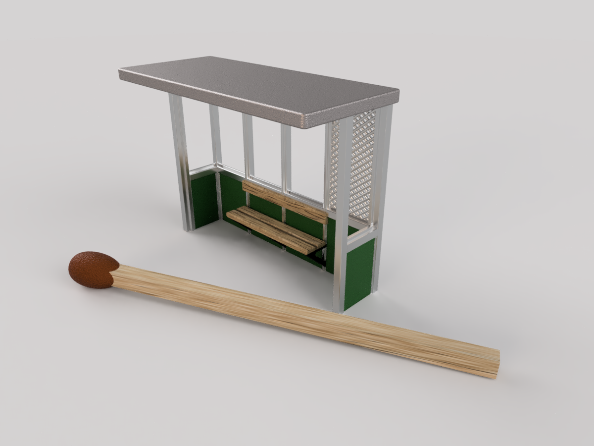 Klassisk busskur skala 1:87 H0 - Unit3D.dk