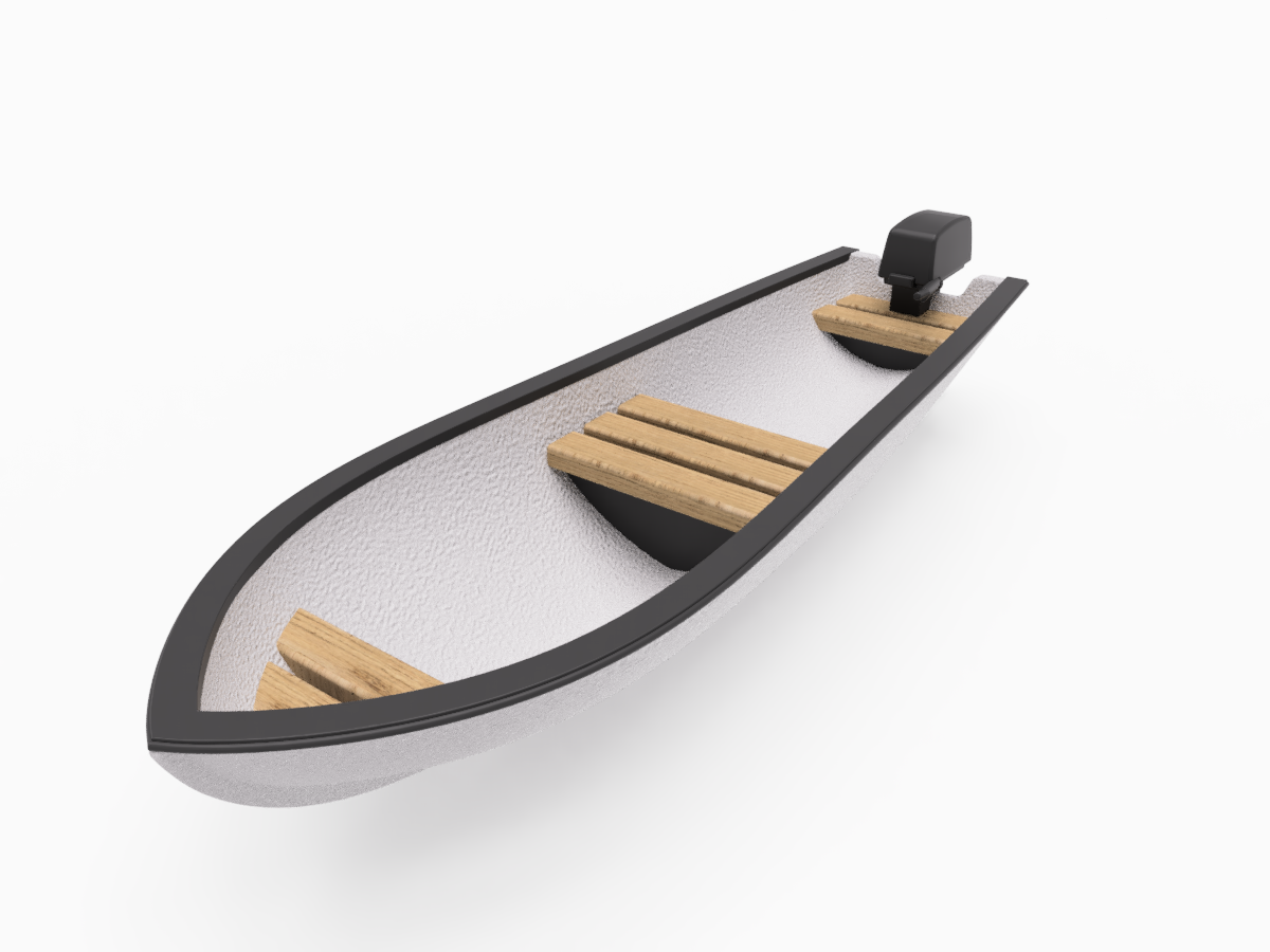 13-fods jolle med motor - Unit3D.dk